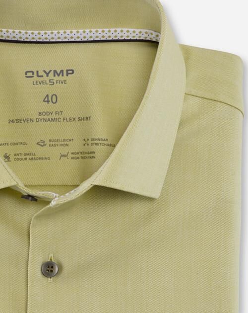 OLYMP 24/7 Level 5 body fit overhemd, korte mouw, Dynamic Flex, groen