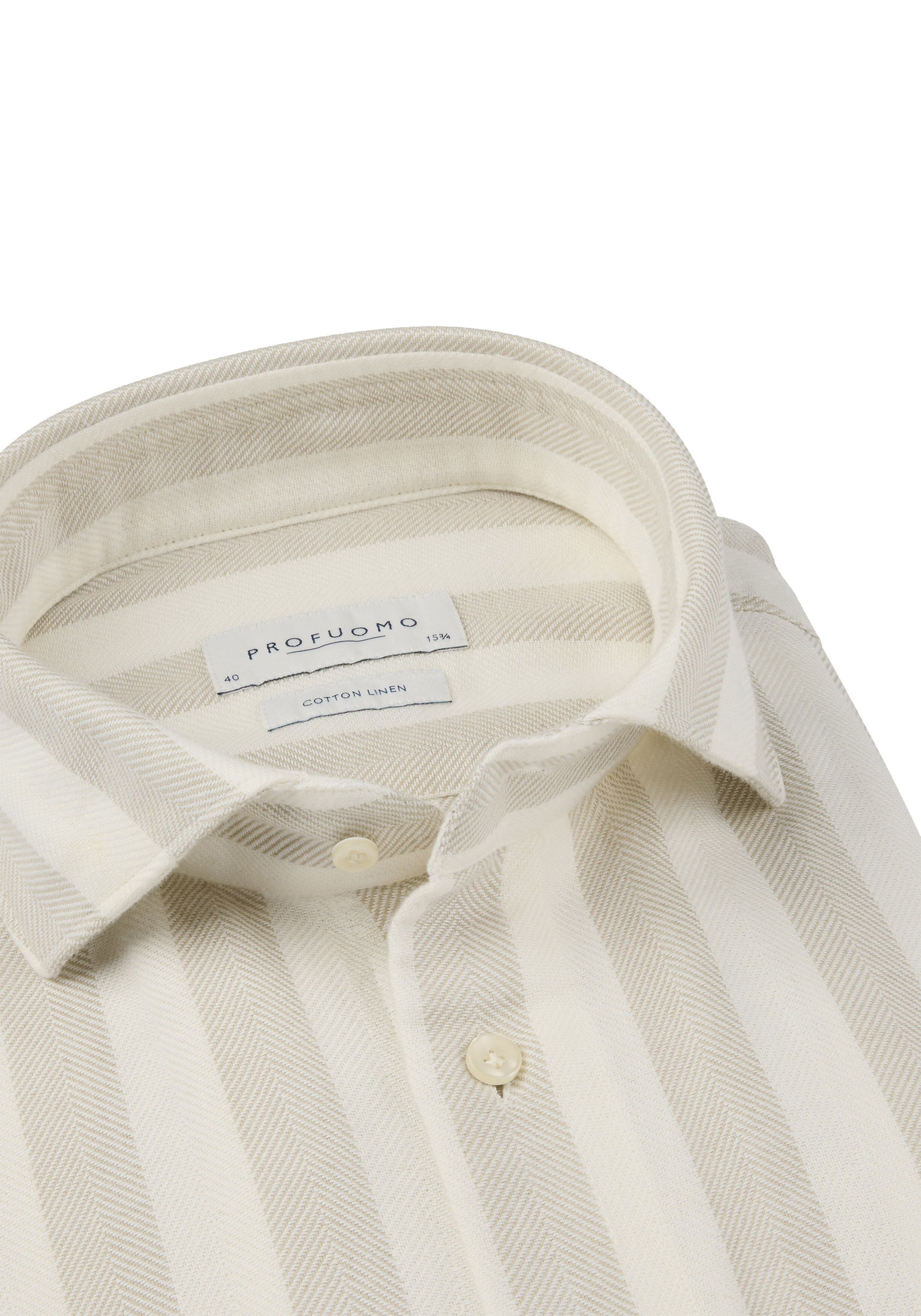 Profuomo slim fit heren overhemd, structuur, beige